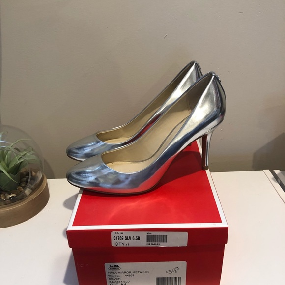 Coach | Shoes | Coach Nala Mirror Metallic Silver Pumps | Poshmark